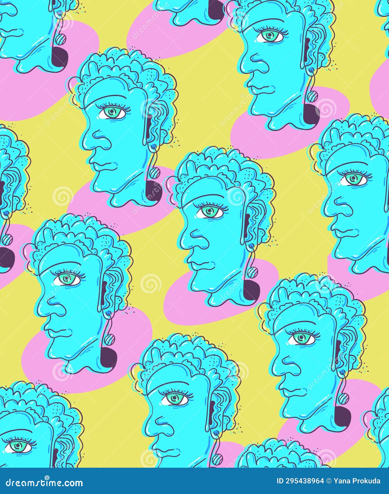 Seamless Psychedelic Colorful Pattern with Human Spiritual Faces ...