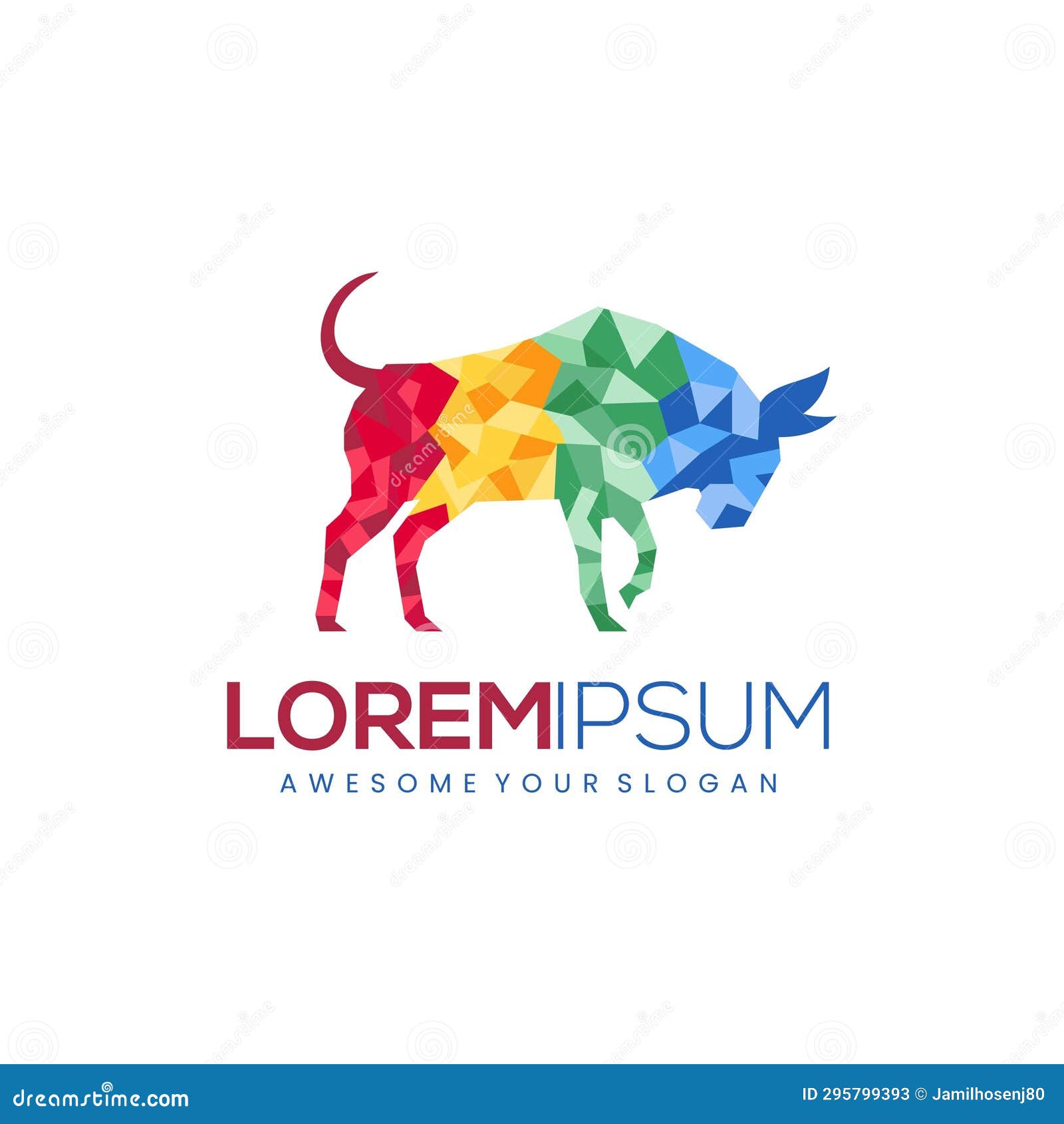 Colorful Geometric Bull Logo Vector Image Stock Vector - Illustration ...