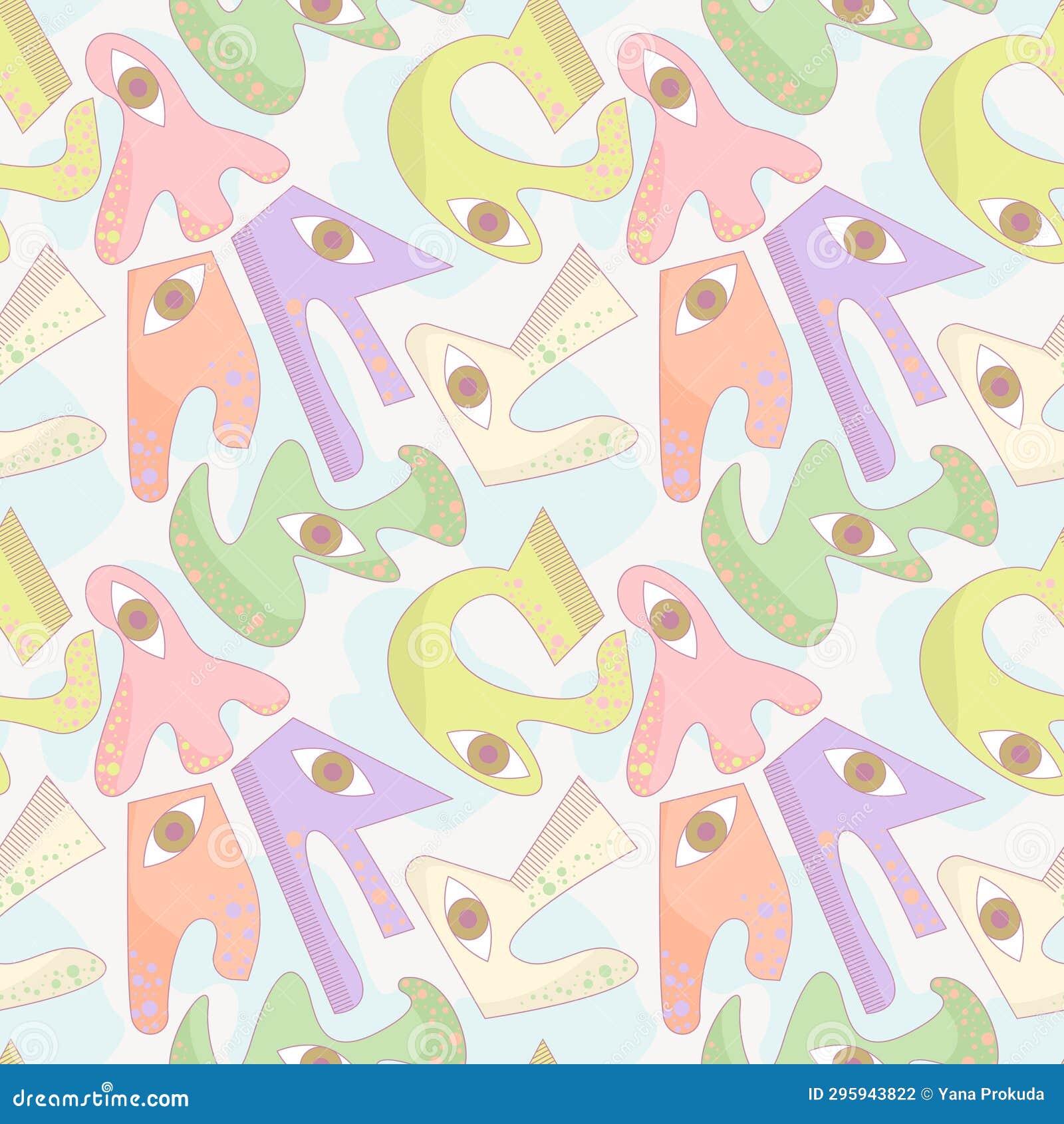 Psychedelic Seamless Colorful Pattern with Funny Geometry Characters ...