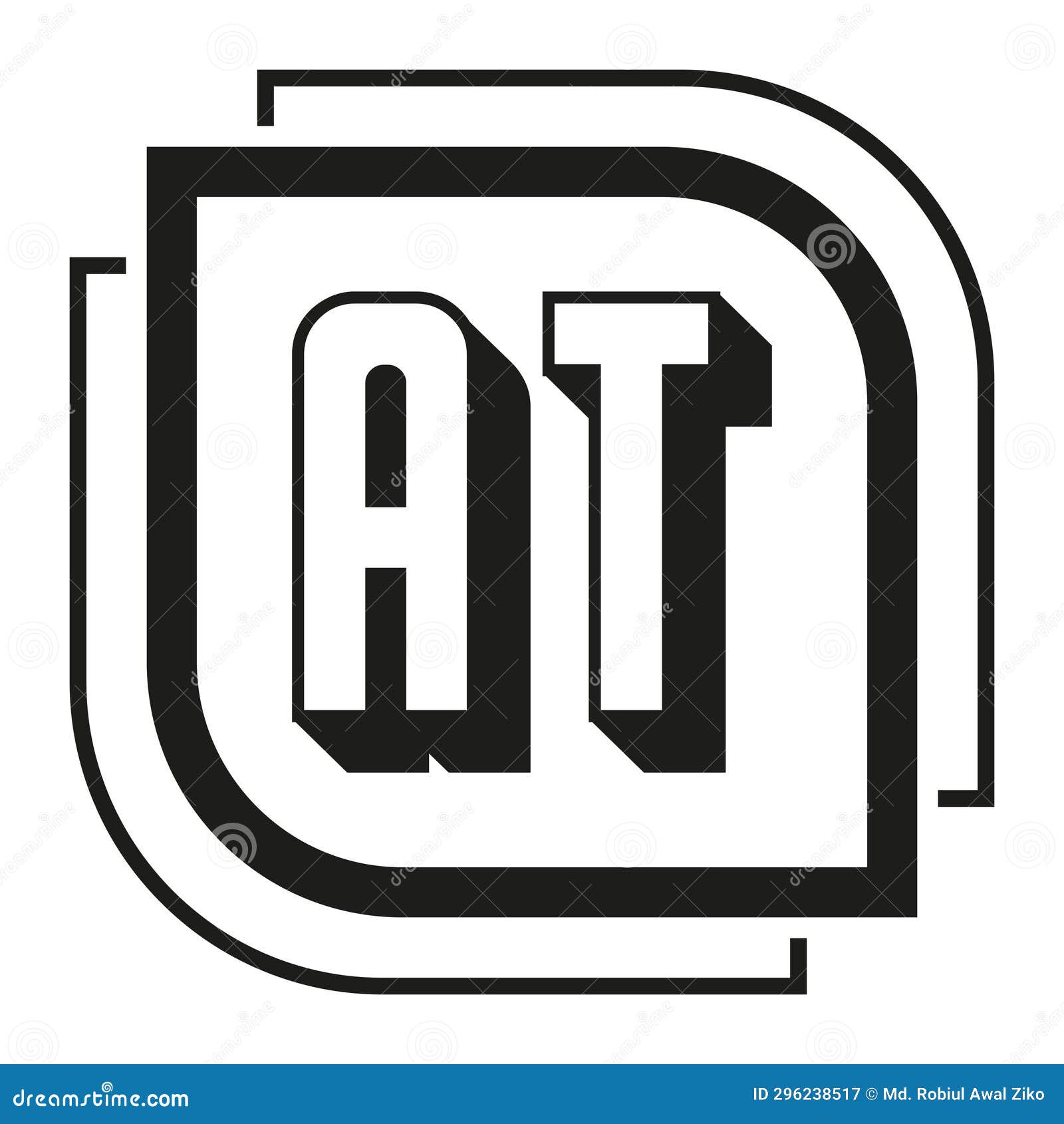 At Letter Monogram Logo Design Stock Illustration - Illustration of ...