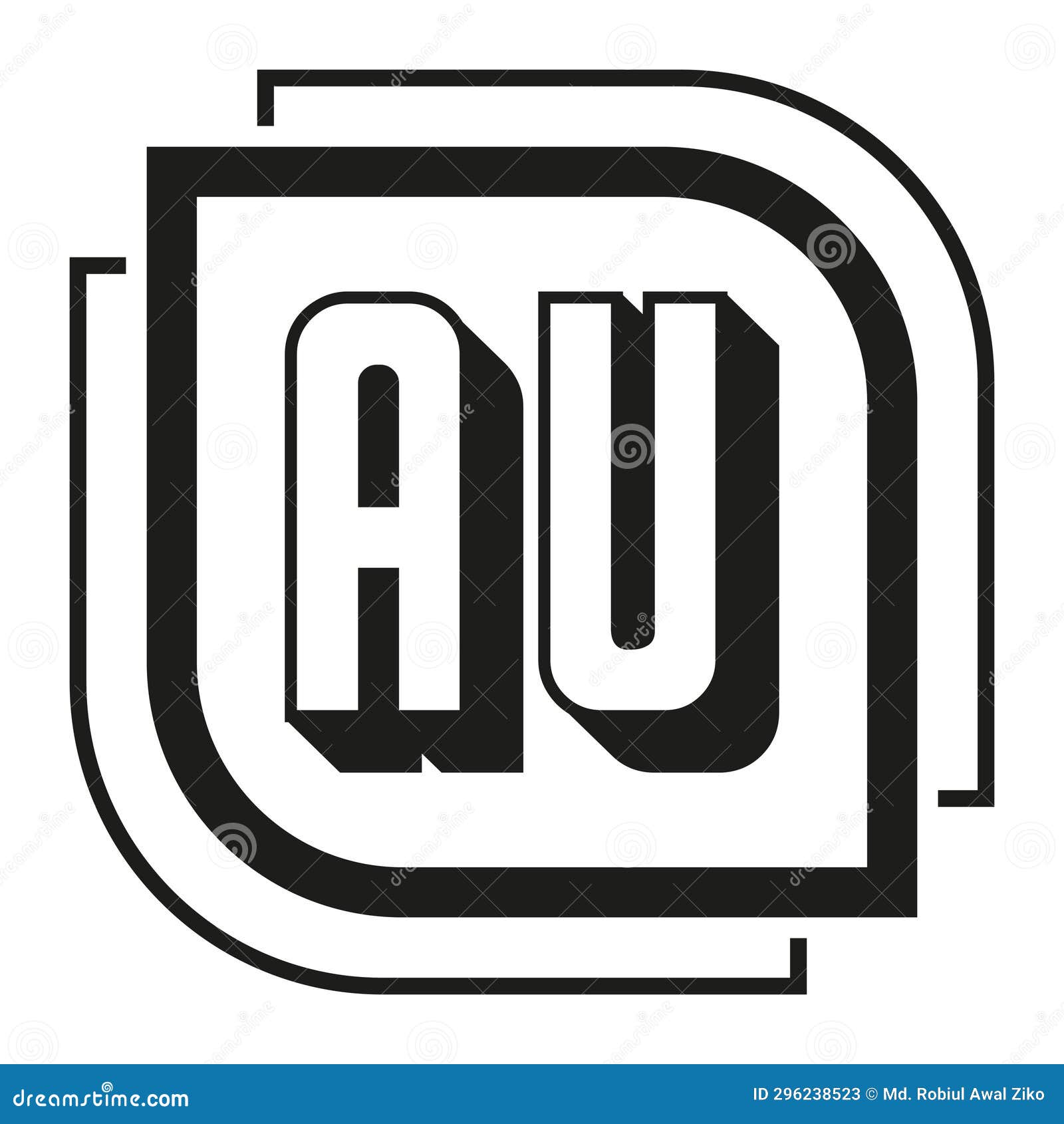 AU Letter Monogram Logo Design Stock Illustration - Illustration of ...