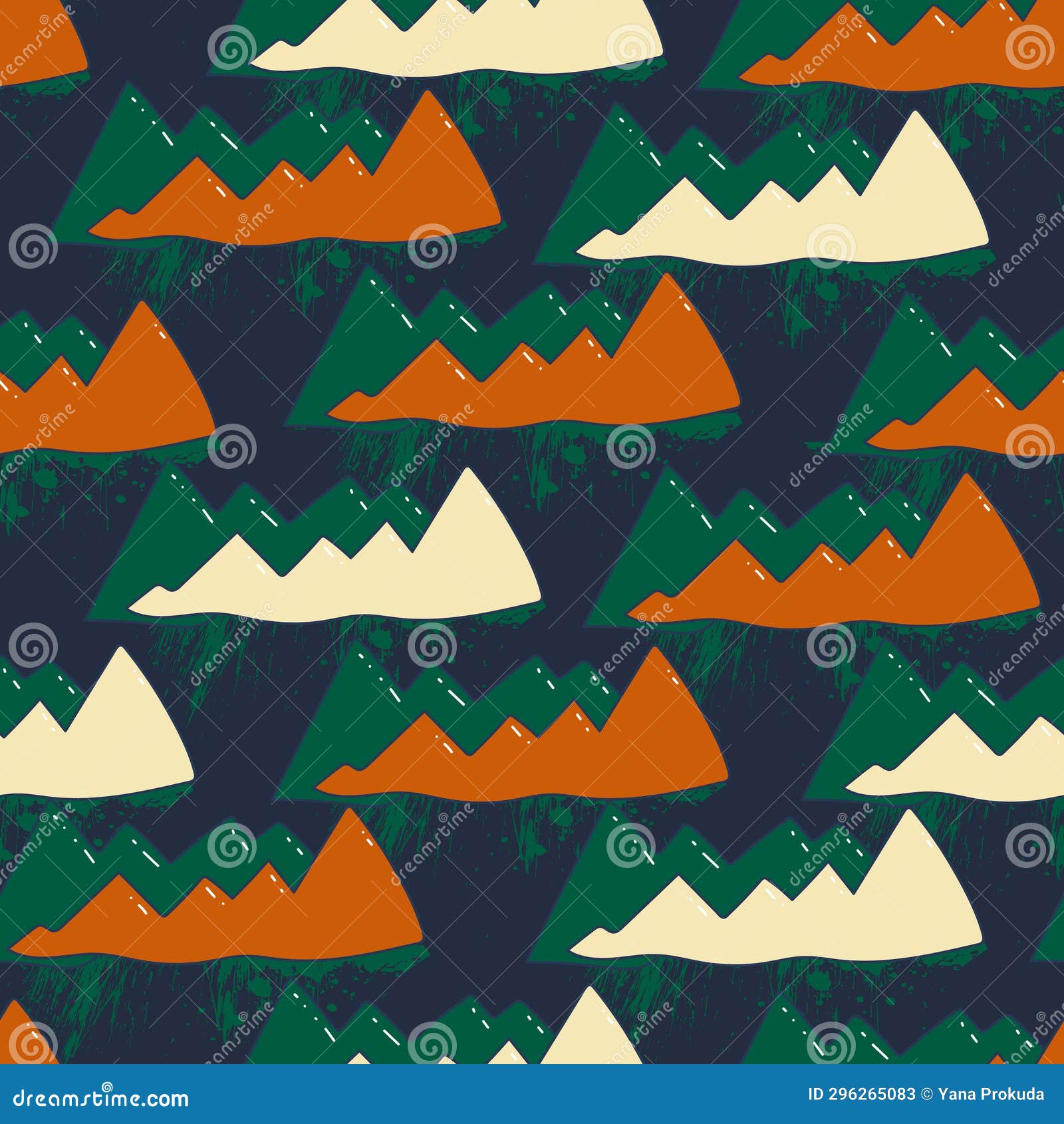Seamless Vector Pattern with Cute Mountains Stock Image - Image of ...