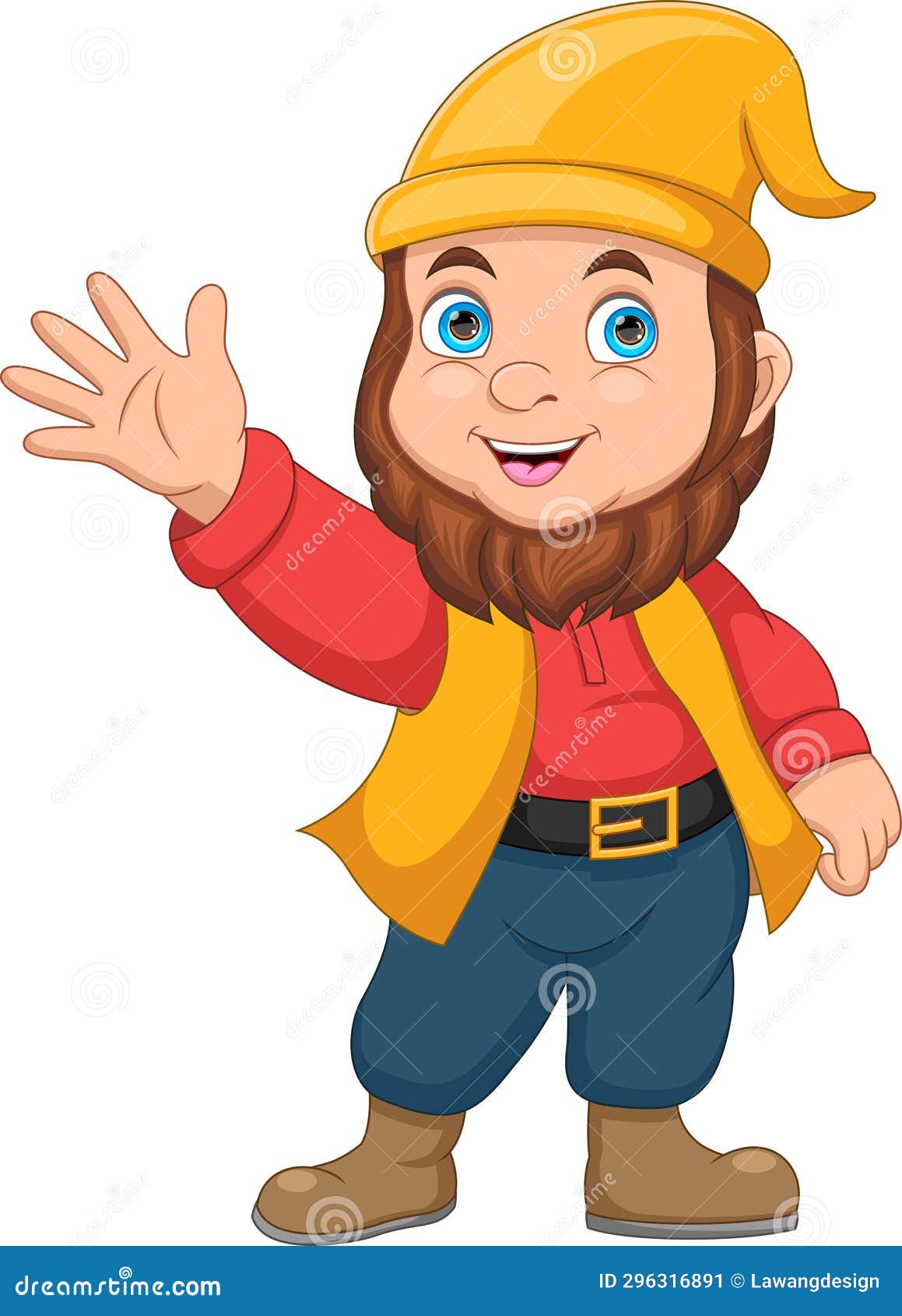 Cheerful Dwarf Waving Cartoon Stock Vector - Illustration of merry ...
