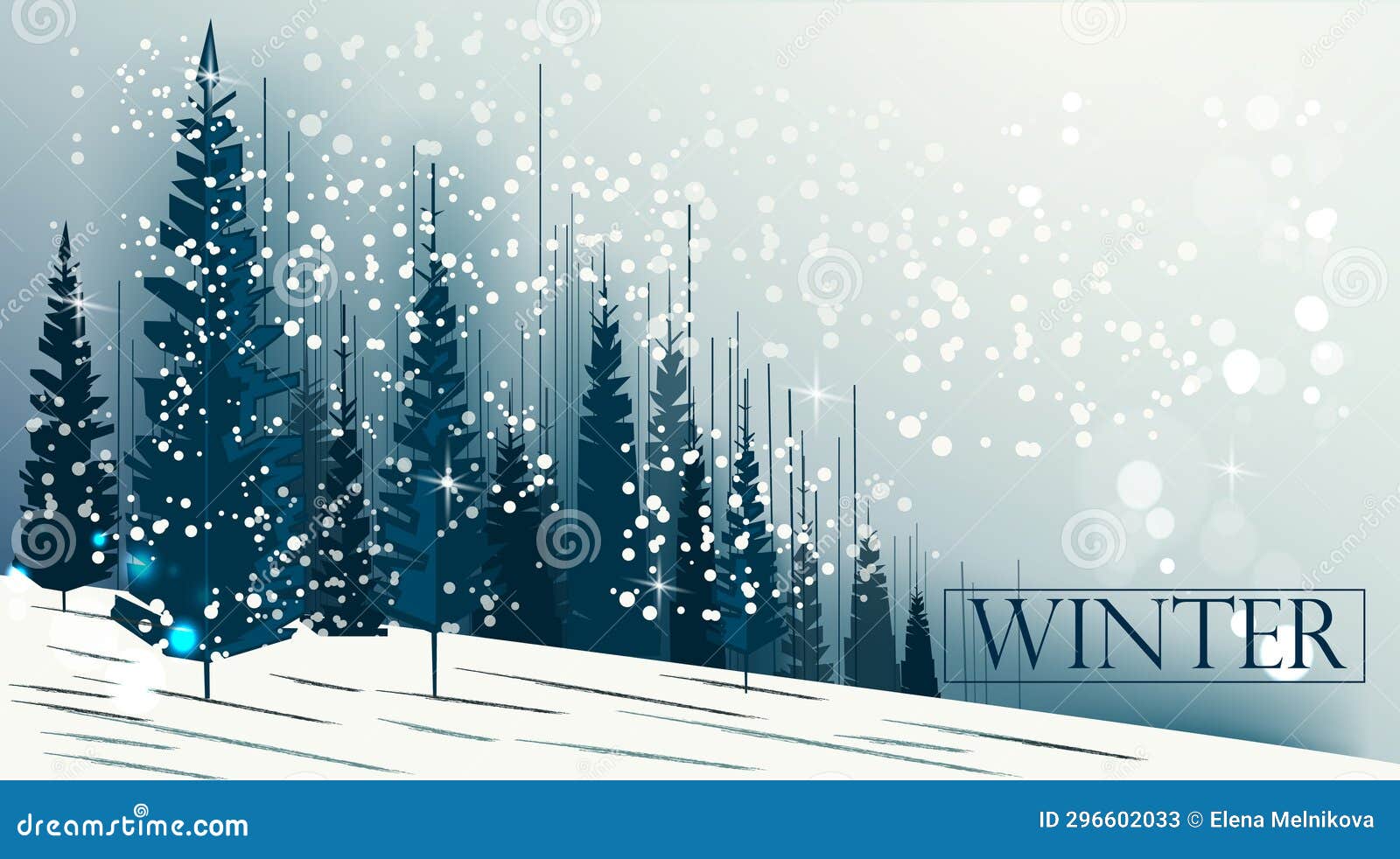 Winter Abstract Landscape with Snow. Minimalism Style Stock Vector ...