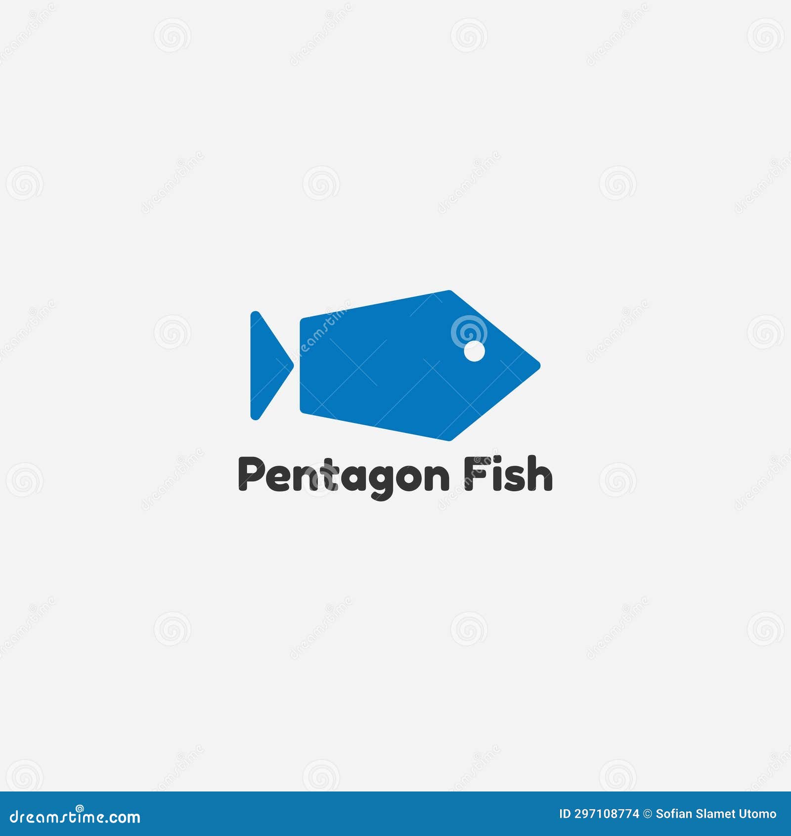 Fish Logo with a Pentagon Shape Stock Vector - Illustration of simple ...