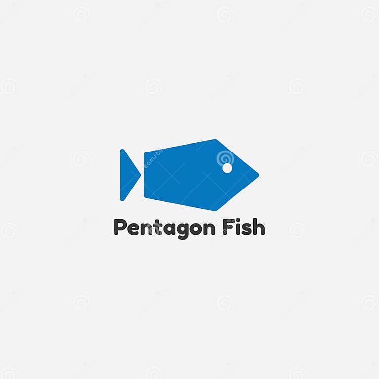 Fish Logo with a Pentagon Shape Stock Vector - Illustration of simple ...