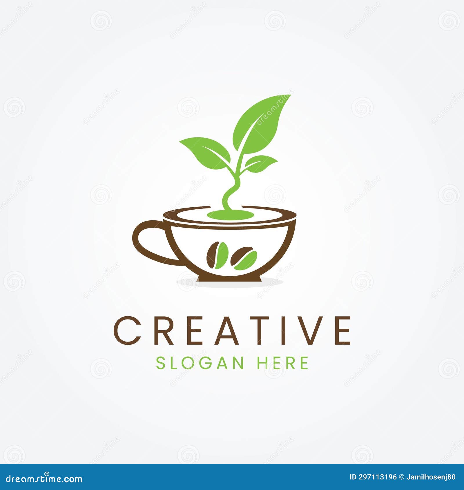 Green Coffee Logo Design Vector Image Stock Vector - Illustration of ...