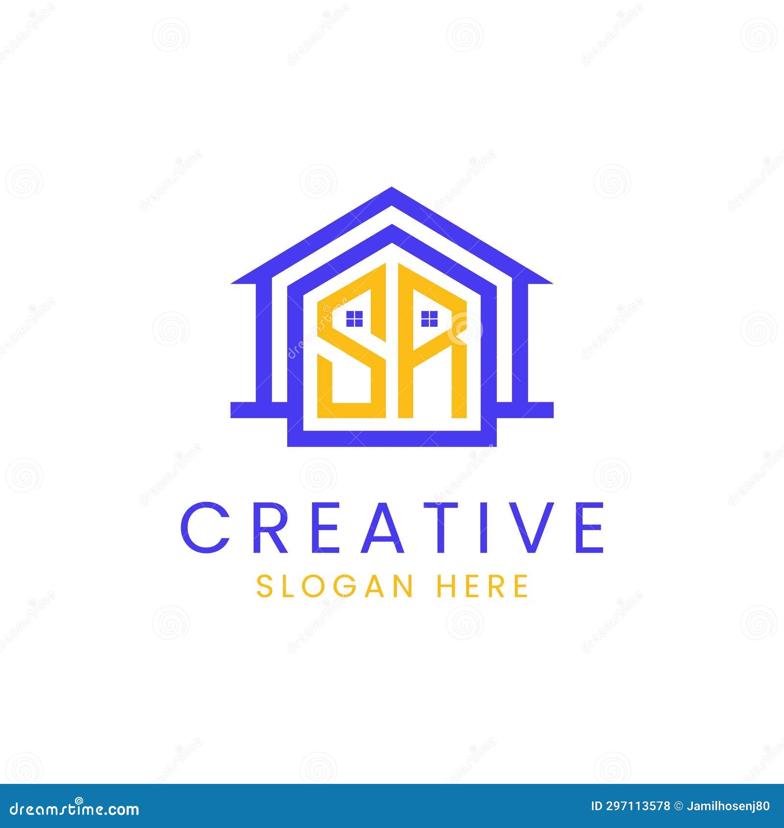 Creative Letter SR with Simple House Icon Logo Design Vector Image ...
