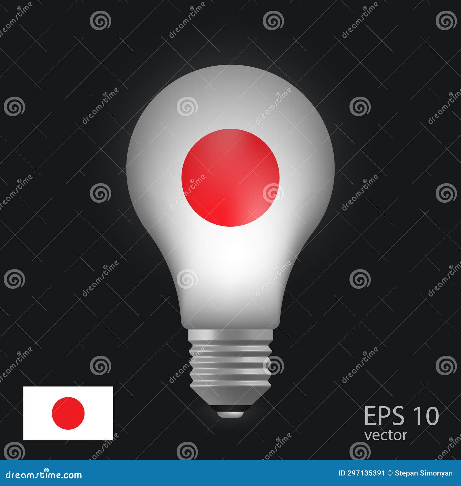 Vector Light Bulb with Flag of Japan, 3D Rendering Isolated on Gray ...