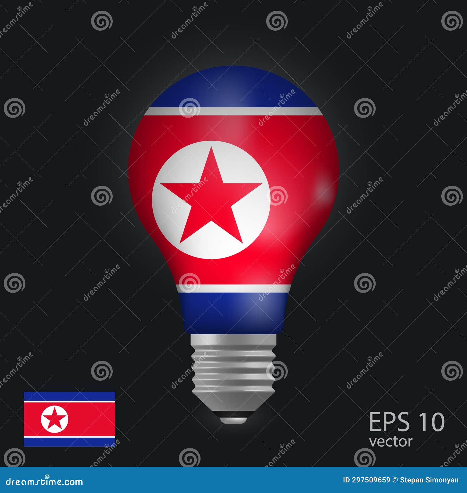 Vector Light Bulb with Flag of North Korea, 3D Rendering Isolated on ...