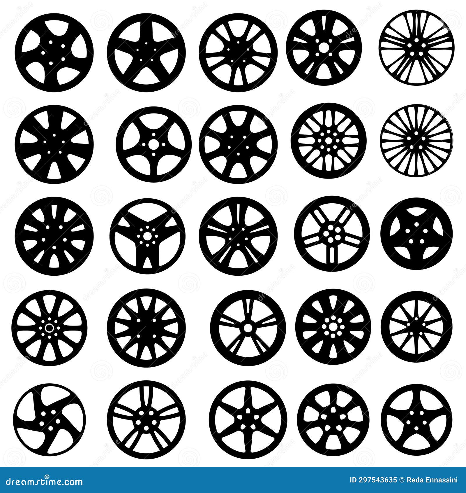 Set of Car Rims Icons Isolate on a White Background Stock Vector ...