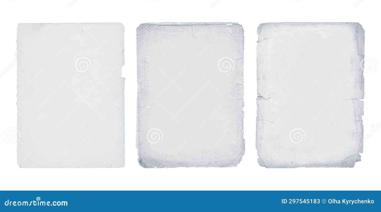 Gray Vintage Old Paper Sheets with Ripped Edges. Antique Paper Set ...