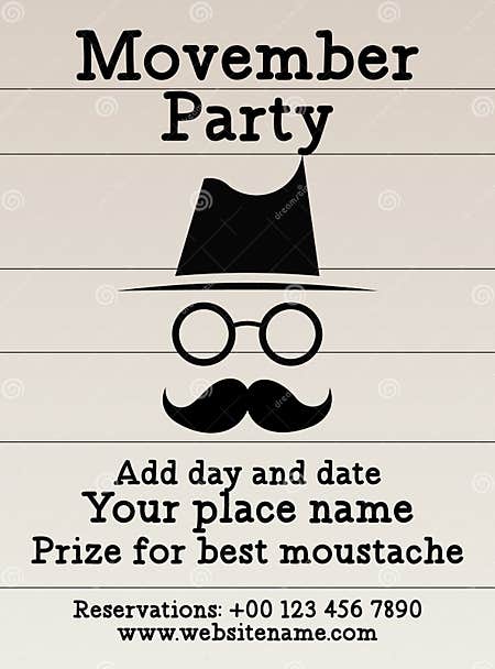 Movember Party Flyer Poster Social Media Post Design Stock Vector ...