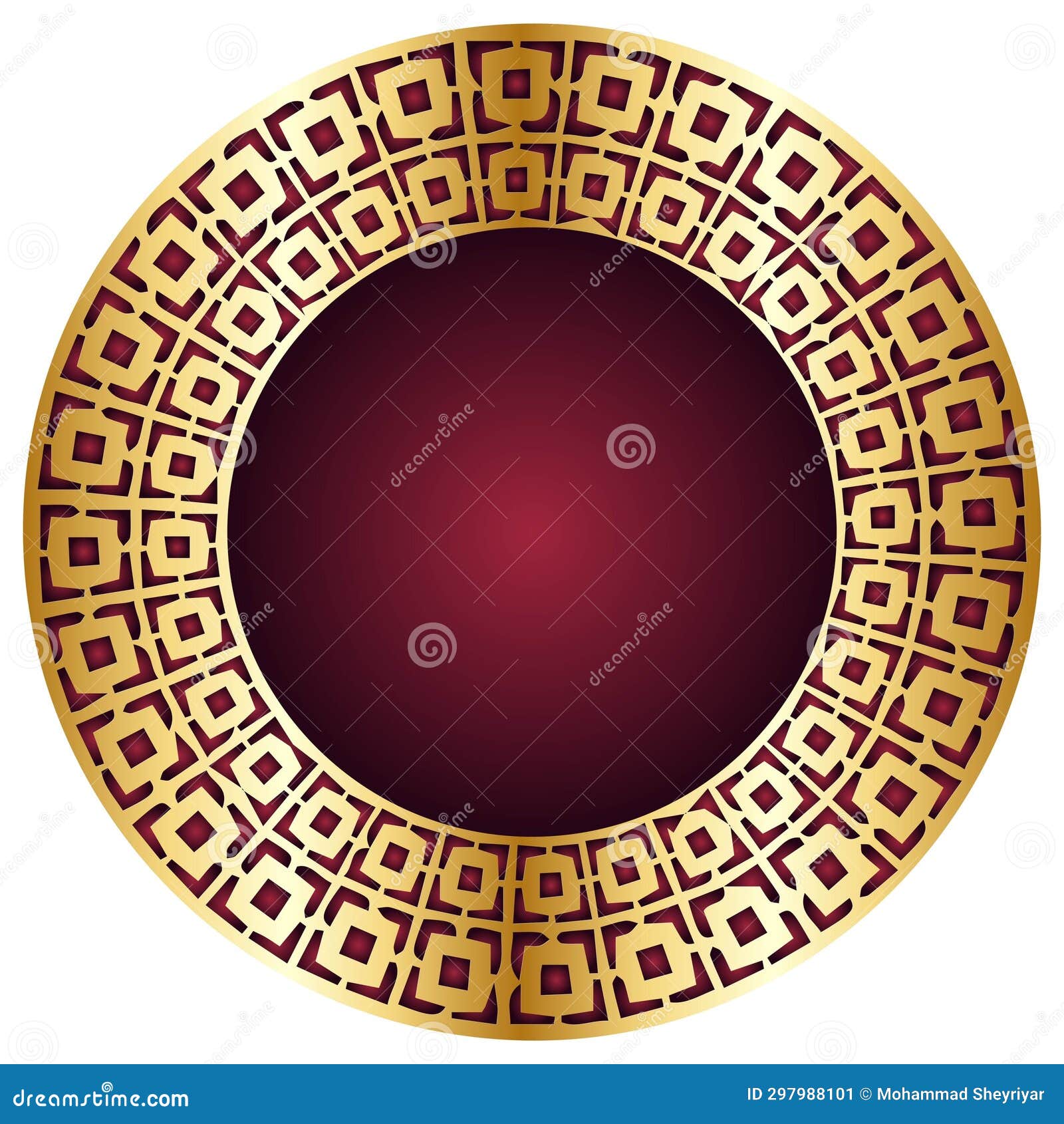Gold Round Frame for Picture on Black Background Stock Illustration ...