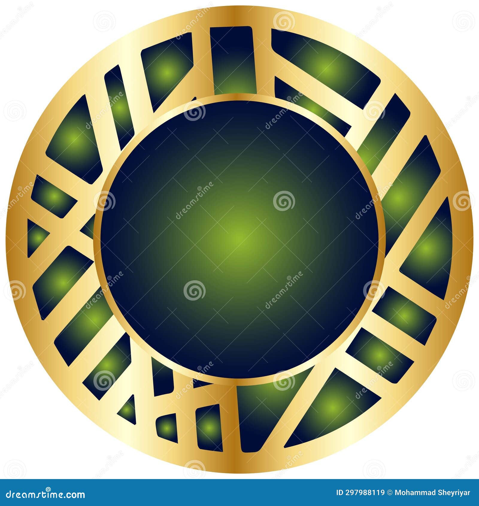 Gold Round Frame for Picture on Black Background Stock Illustration ...