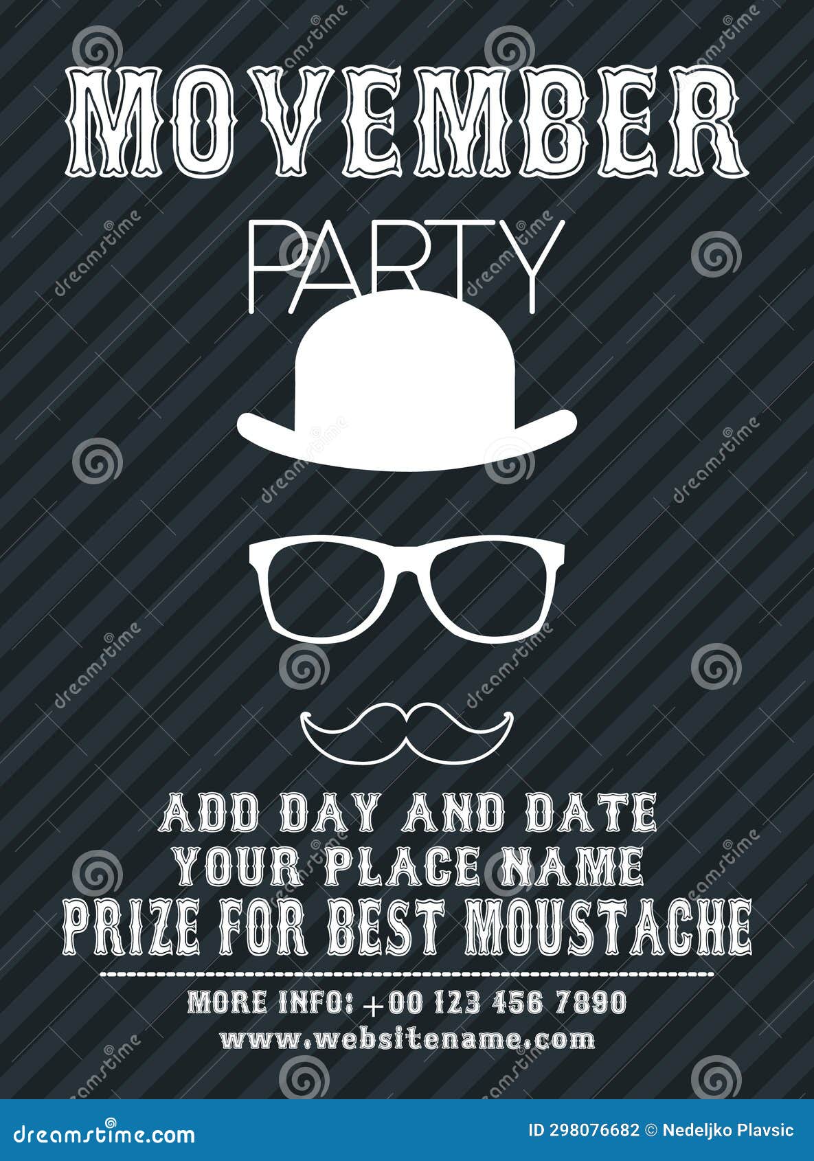 Movember Party Poster Flyer or Social Media Post Design Stock Vector ...