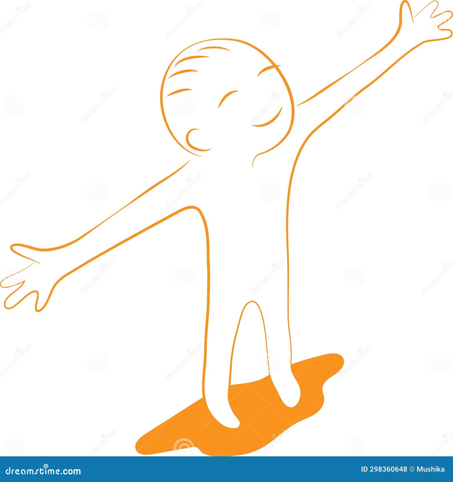 Joyful Cheerful Happy Blessed Person or Child Line Drawing Stock Vector ...