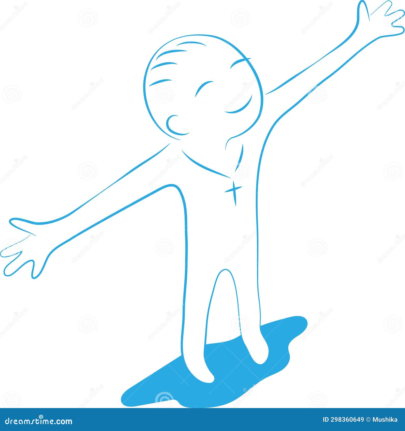 Joyous Happy Blessed Christian Man Blue Line Simple Stock Image - Image ...