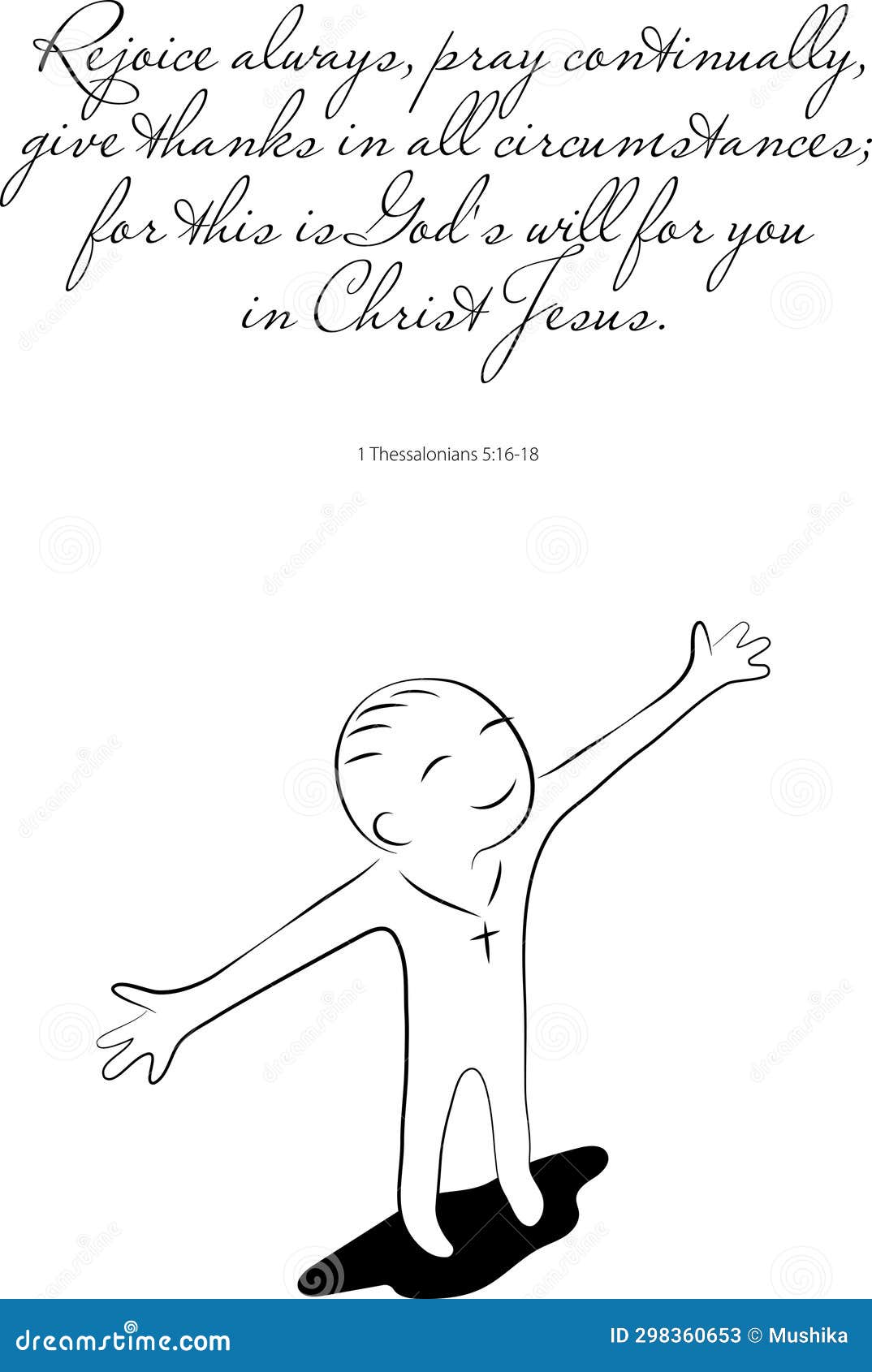 Joyful Cheerful Happy Blessed Person or Child Line Drawing Stock Vector ...