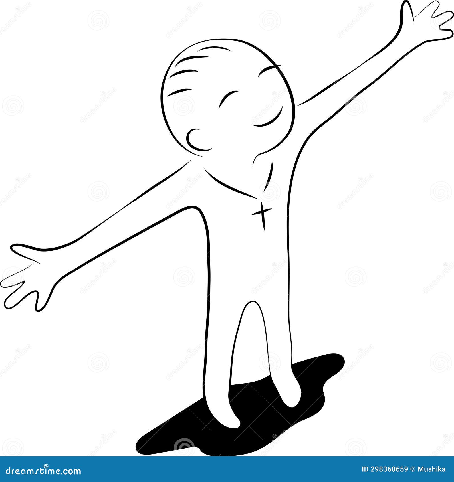 Joyful Cheerful Happy Blessed Person or Child Line Drawing Stock Vector ...