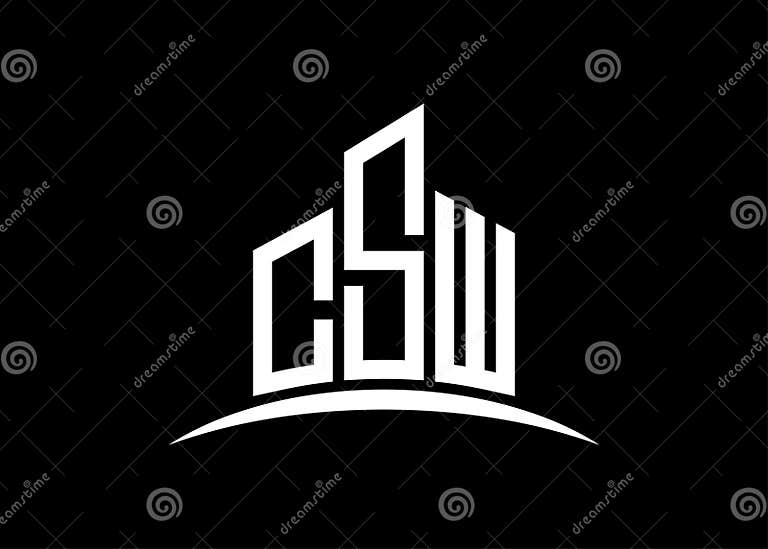 Letter CSW Building Vector Monogram Logo Design Template. Building ...