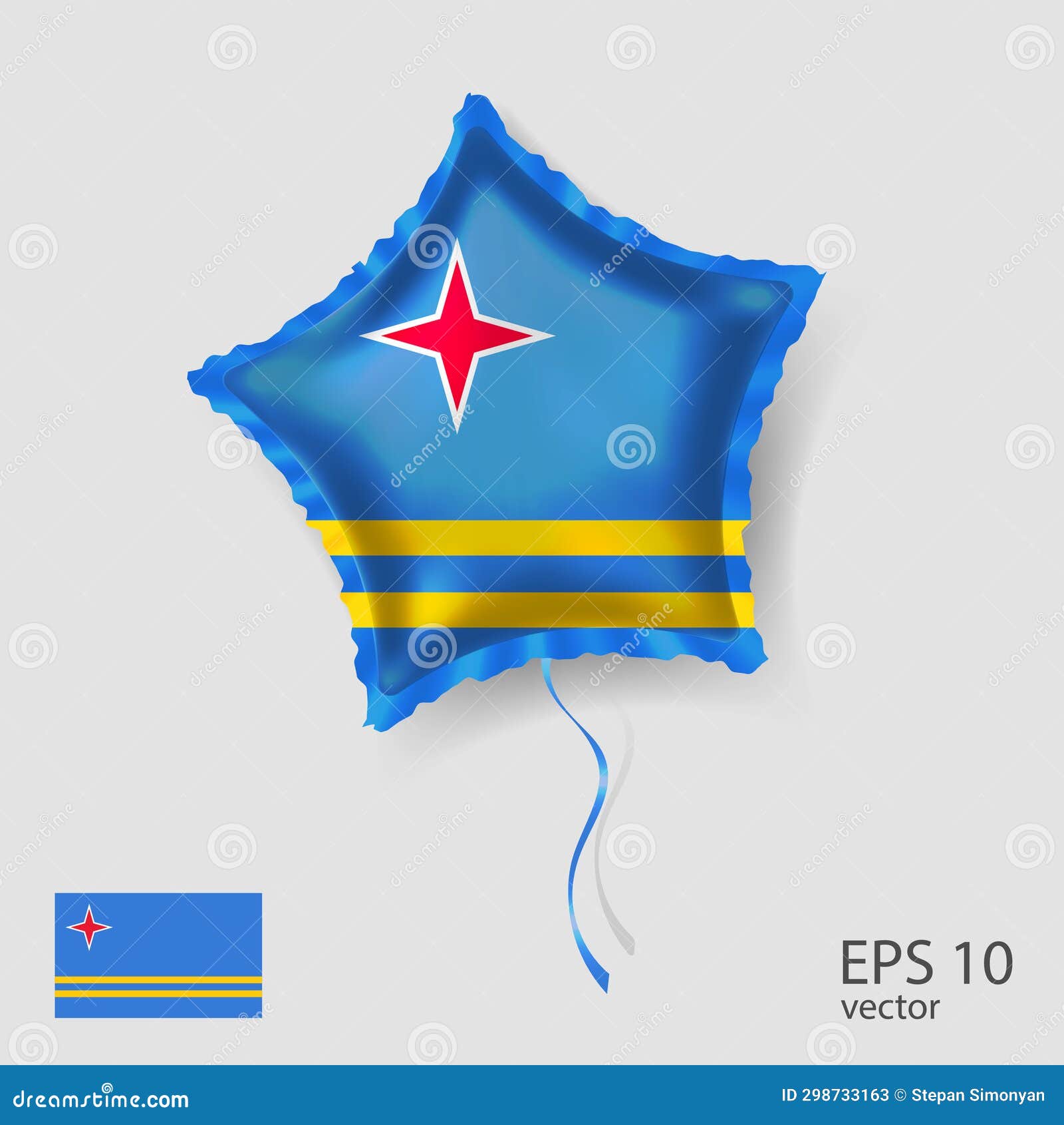Celebration Vector Balloon with Flag of Aruba. Shiny Star Balloon.Web ...