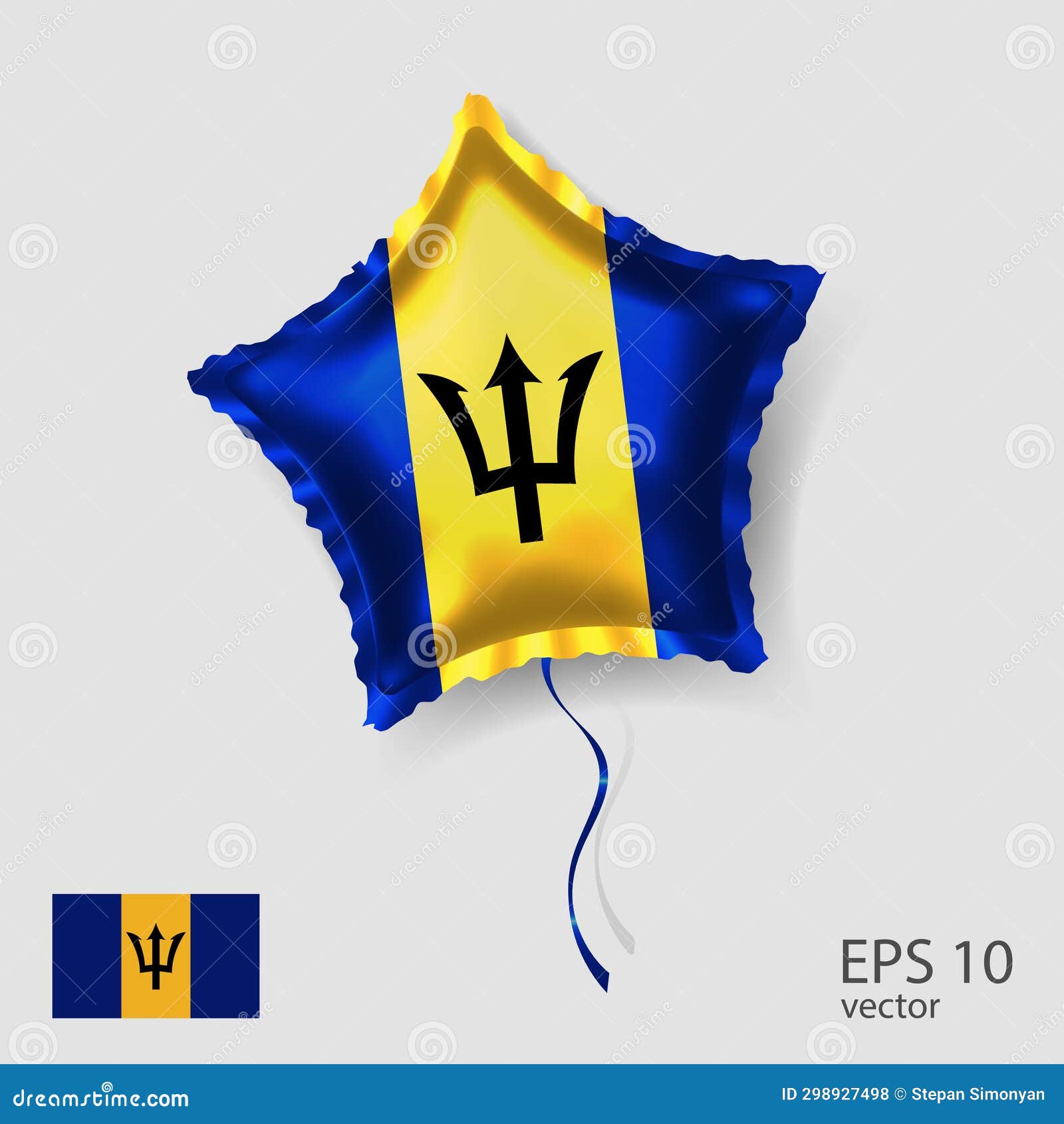 Barbados Star Flag. Barbadian Star Shape Flag. Bajan Country National ...
