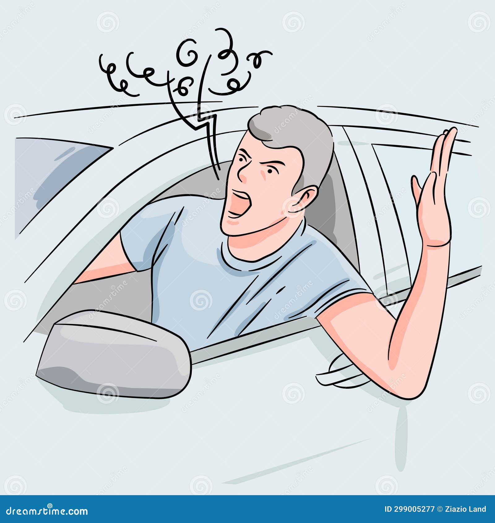 Man Driver Angry Shouting because of Traffic Stock Vector ...