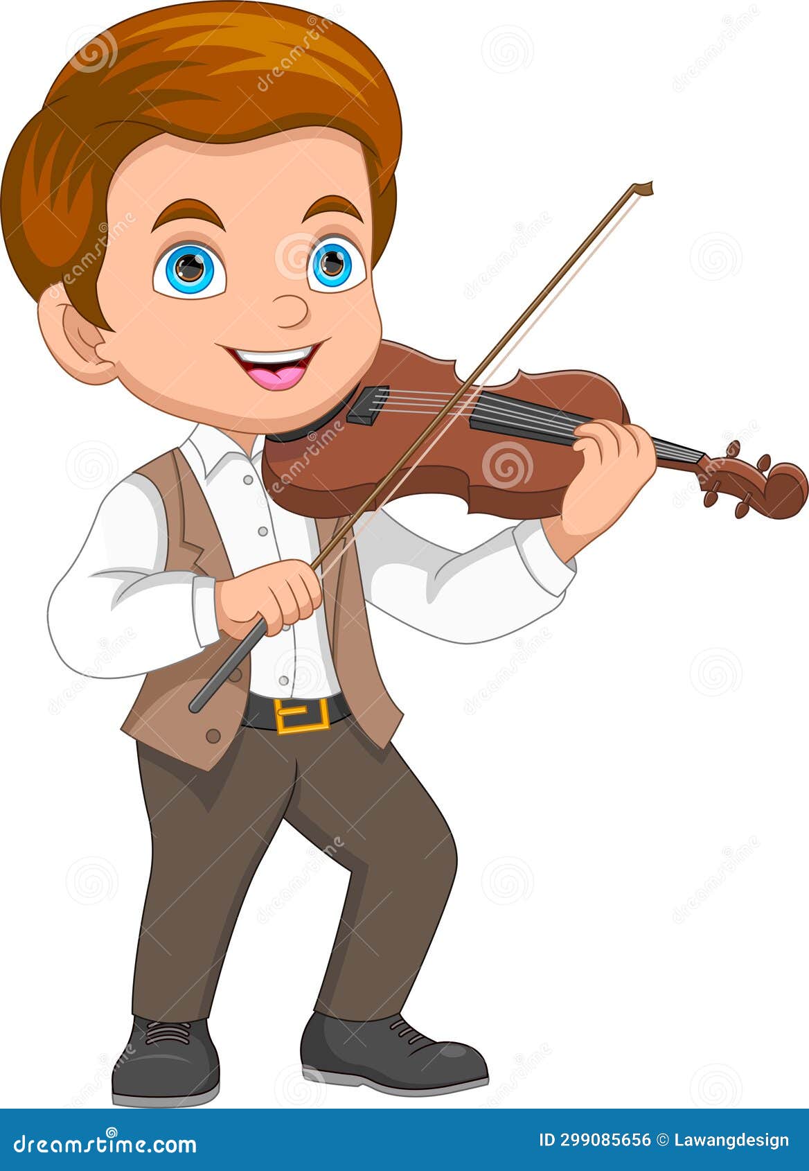 Boy playing violin cartoon stock vector. Illustration of instrument ...
