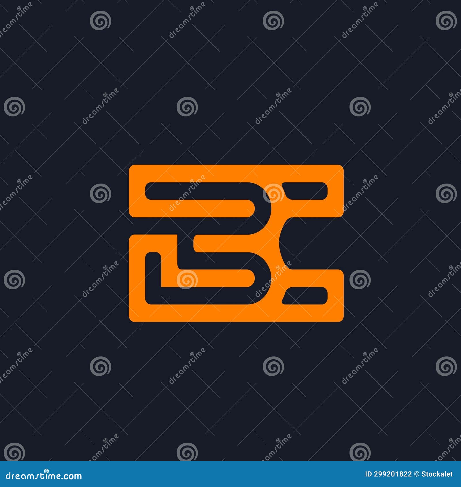 Intertwined Lines BC Monogram. Geometric Uppercase Bold Letter B ...