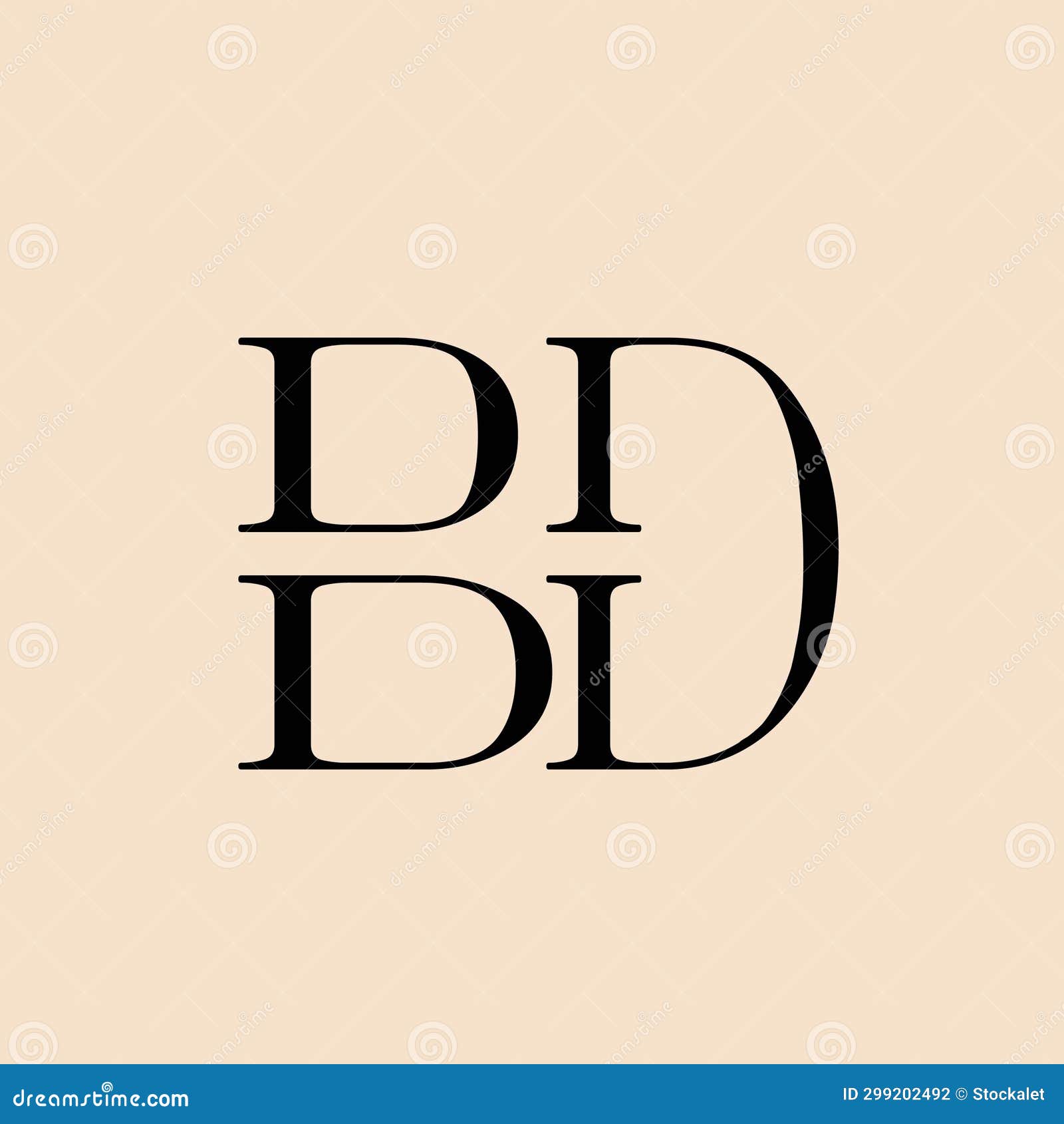 BD Monogram. Abstract Uppercase Serif Letter B, Letter D Logo. Stock ...
