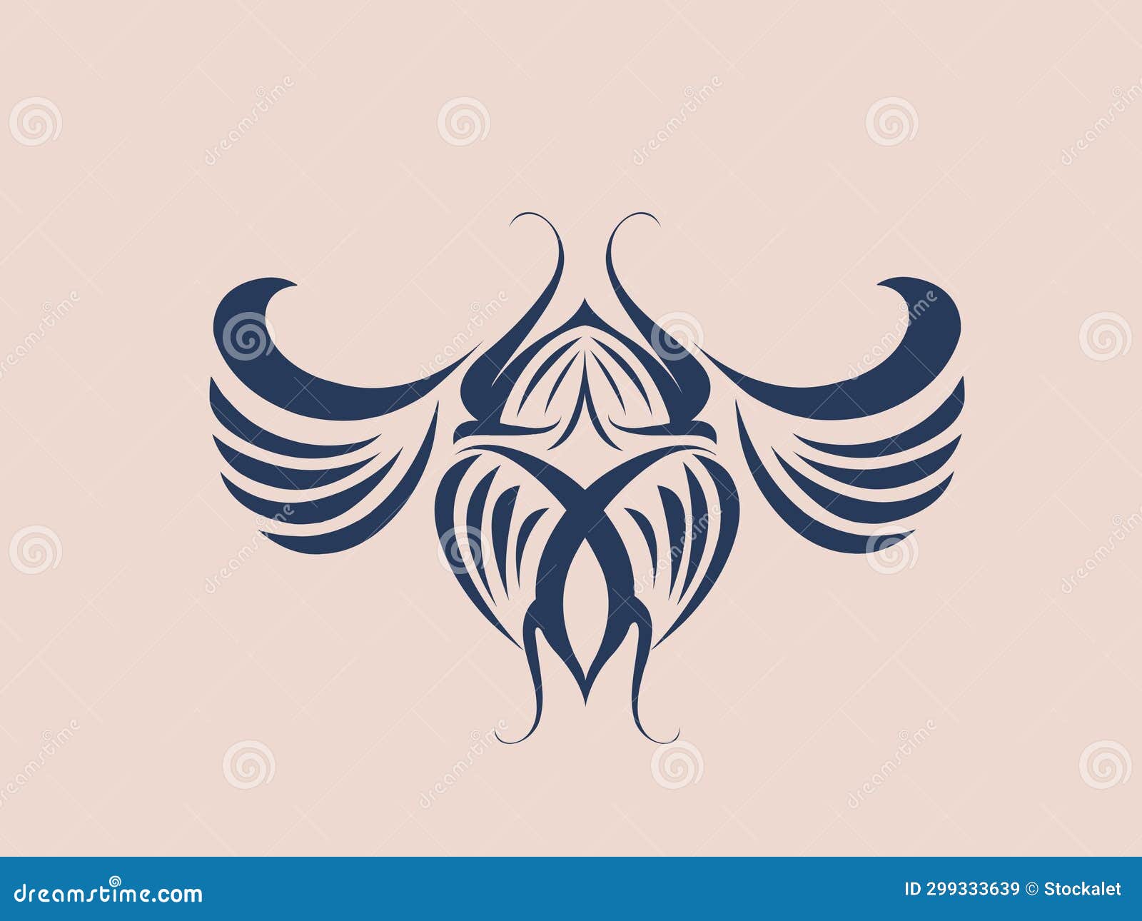 Scarab Beetle Icon. Flying Wings Bug. Ancient Insect Symbol. Stock ...