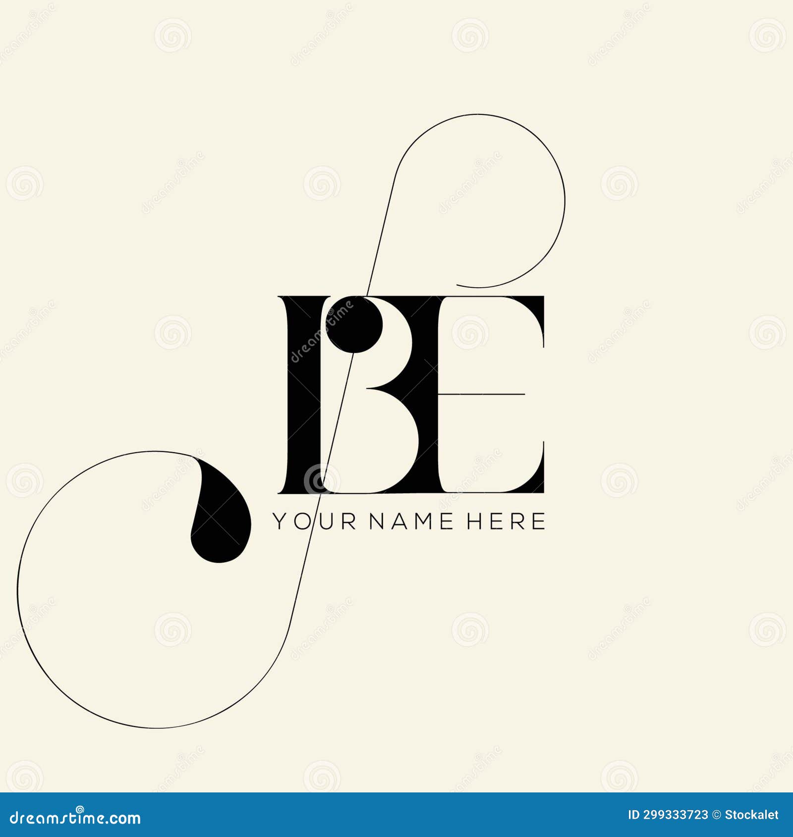 Premium Quality Uppercase BE Monogram, Decorative Swirl Serif Letter B ...