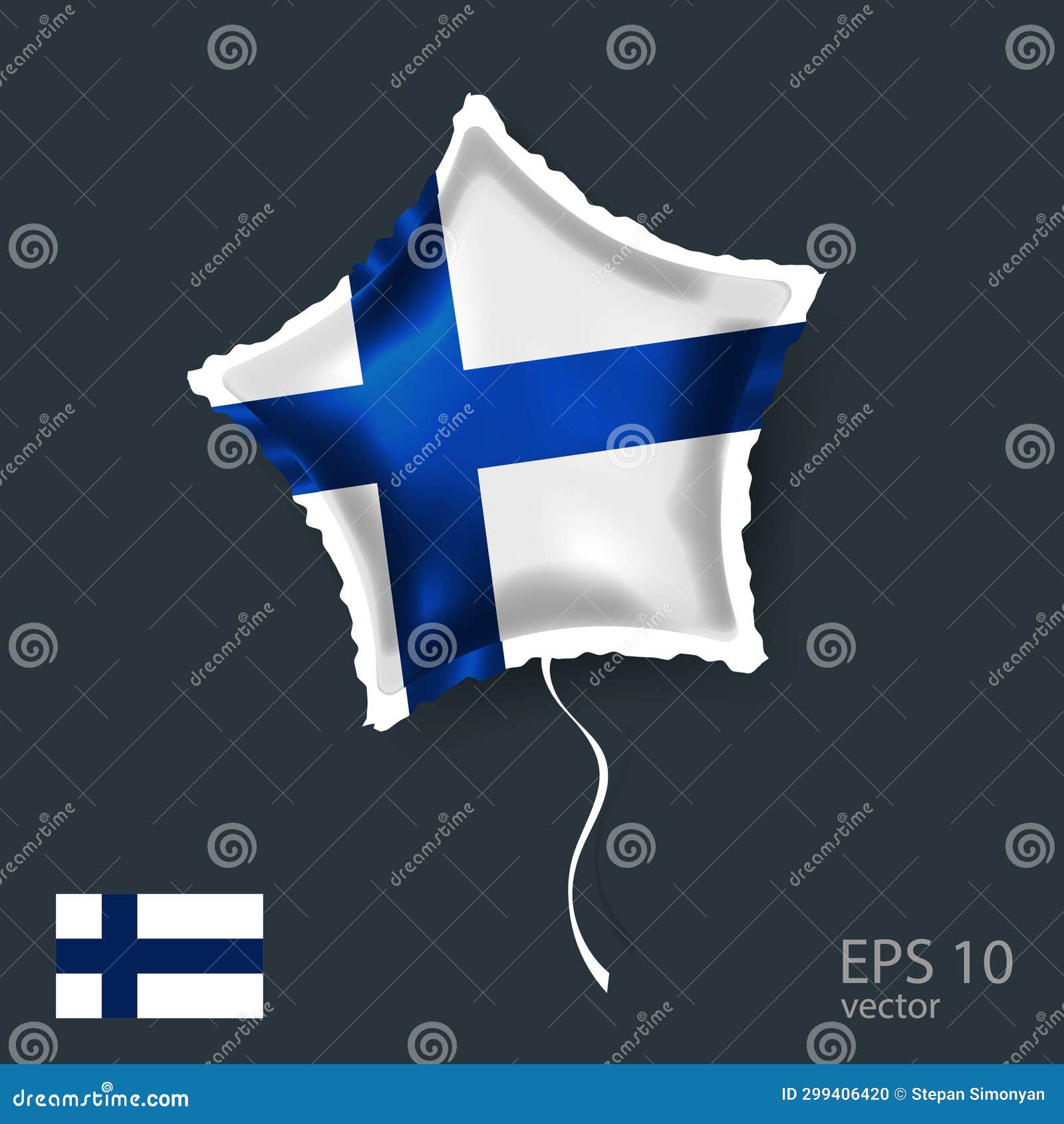 Finland Star Flag. Finnish Finn Star Shape Flag. Republic Of Finland ...