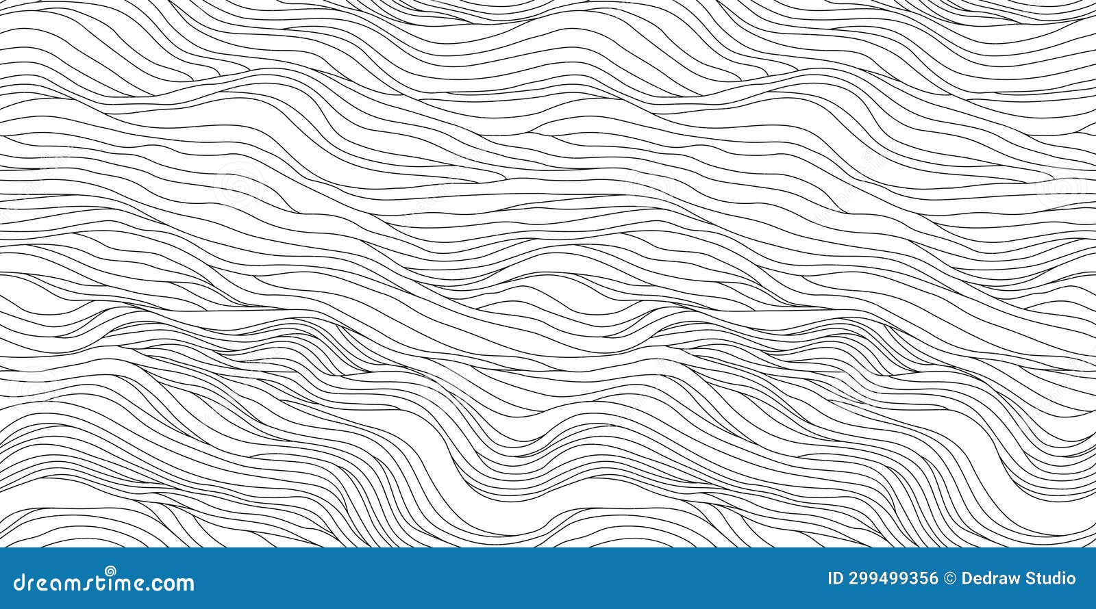 Abstract Black and White Hand Drawn Wavy Line Drawing Seamless Pattern ...