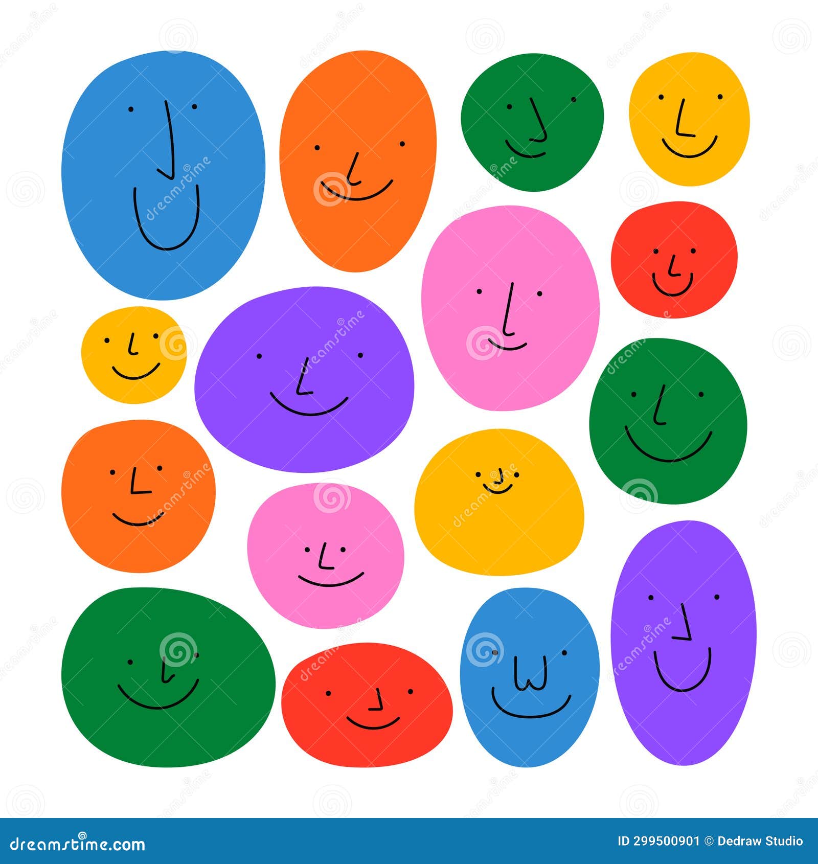 Colorful Cartoon Character Face Circle Avatar Illustration Stock Vector ...