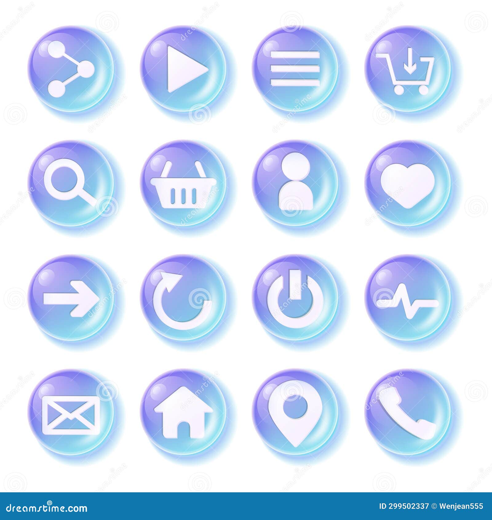 Set of round glass icons stock vector. Illustration of outline - 299502337