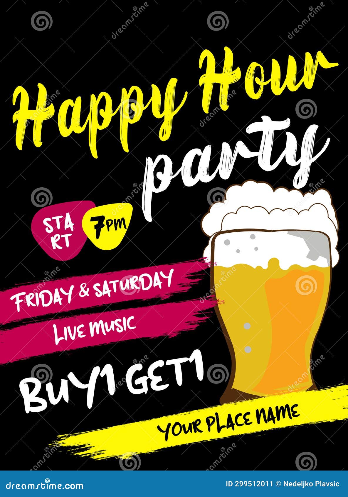 Happy Hour Party Flyer Poster Social Media Post Design Stock Vector ...