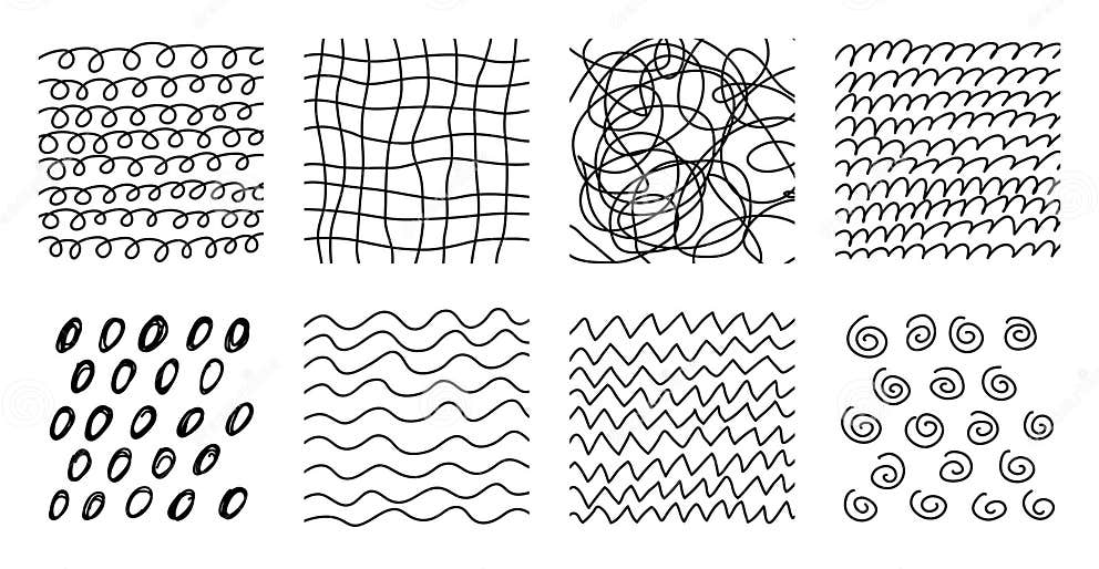 Set of Hand Draw Black Line Doodles Pattern, Doodle Element Stock ...