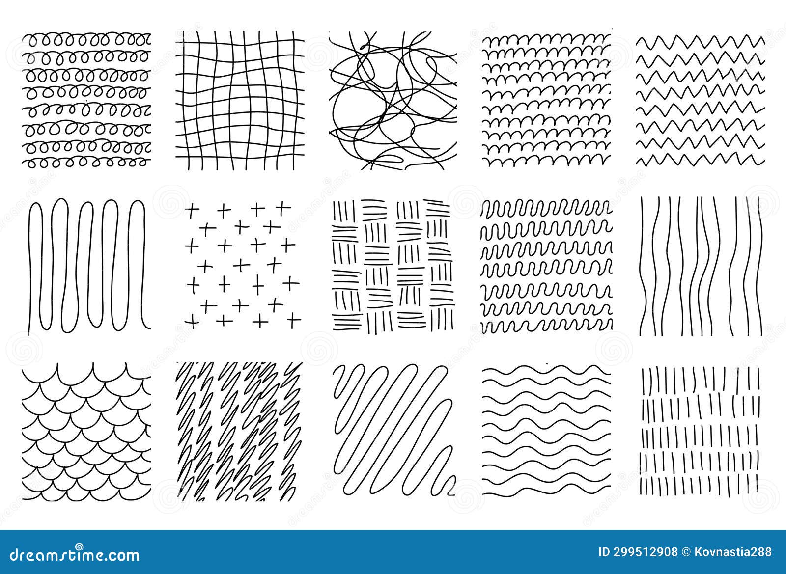 Set of Hand Draw Line Pattern, Doodle Element Stock Vector ...