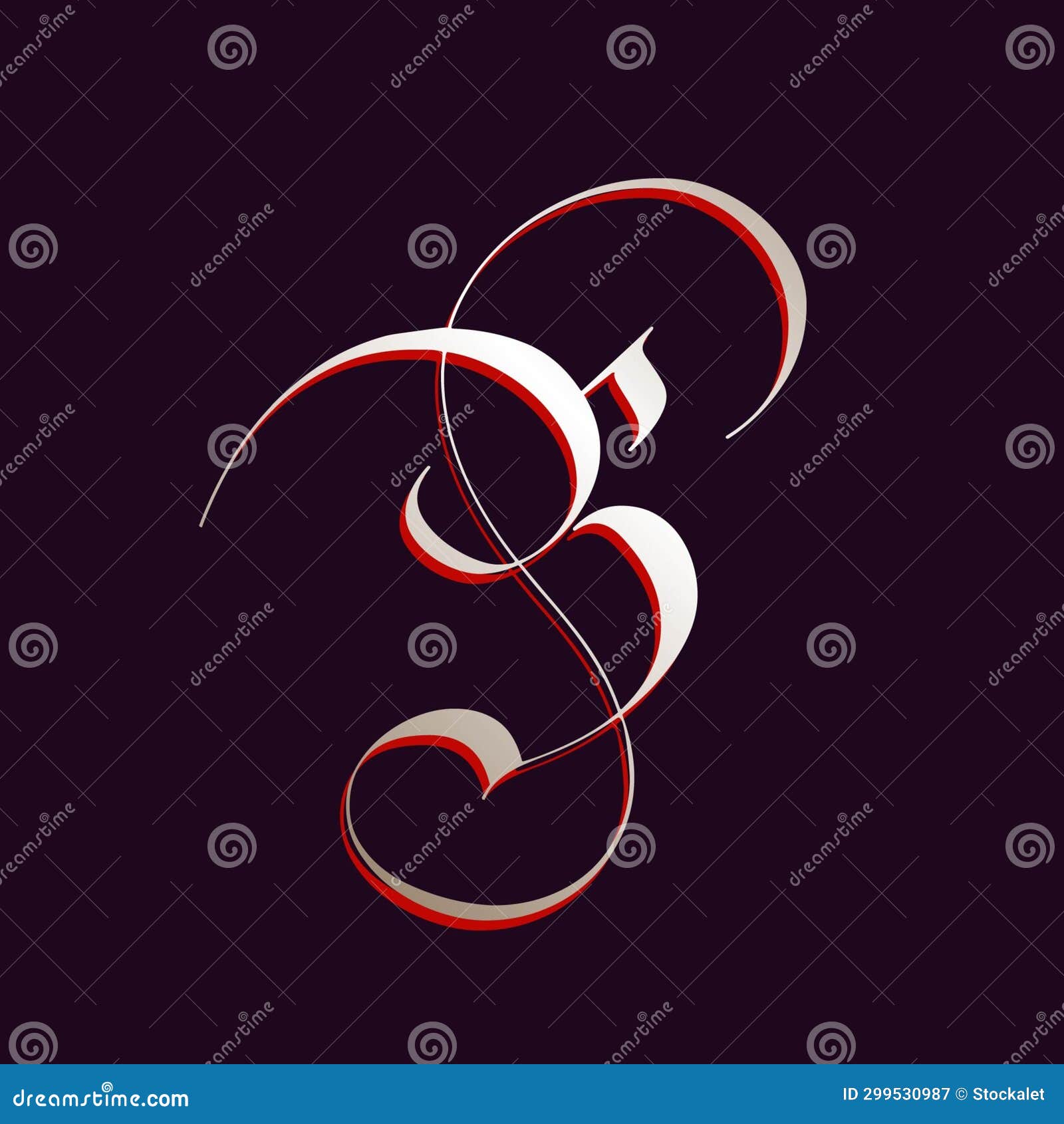 BS Monogram. Uppercase Ink Calligraphy Intertwined Letter B, Letter S ...