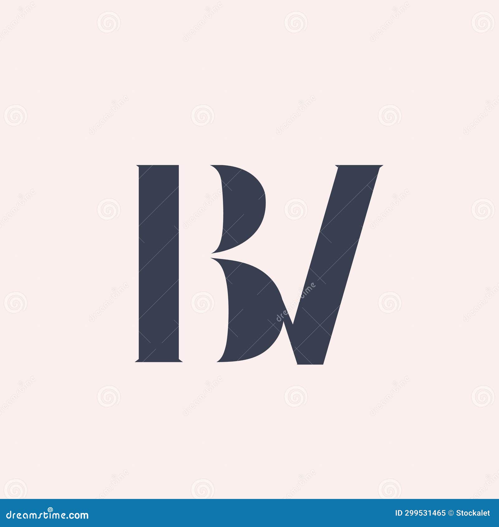 Premium Quality Uppercase BV Monogram, Decorative Serif Letter B ...