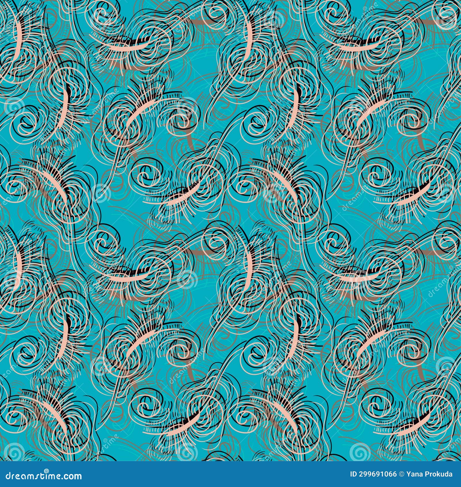 Seamless Ornament Artwork with Hand Drawn Cute Wave Patterns Stock ...