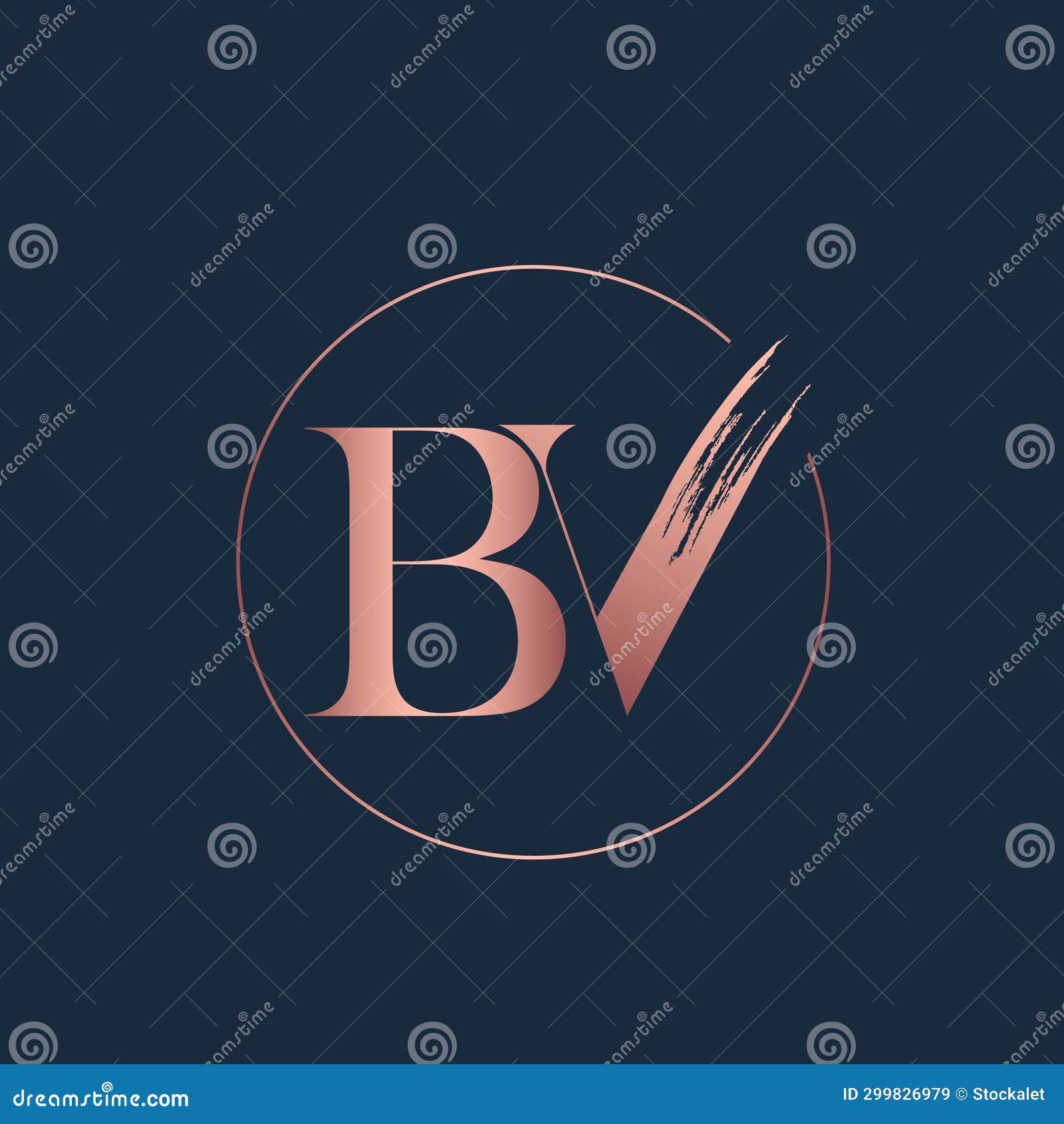 BV Monogram Logo Signature Icon. Elegant Alphabet Initials. Circle ...