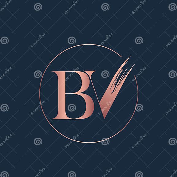 BV Monogram Logo Signature Icon. Elegant Alphabet Initials. Circle ...