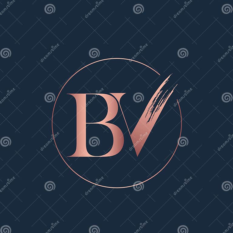 BV Monogram Logo Signature Icon. Elegant Alphabet Initials. Circle ...