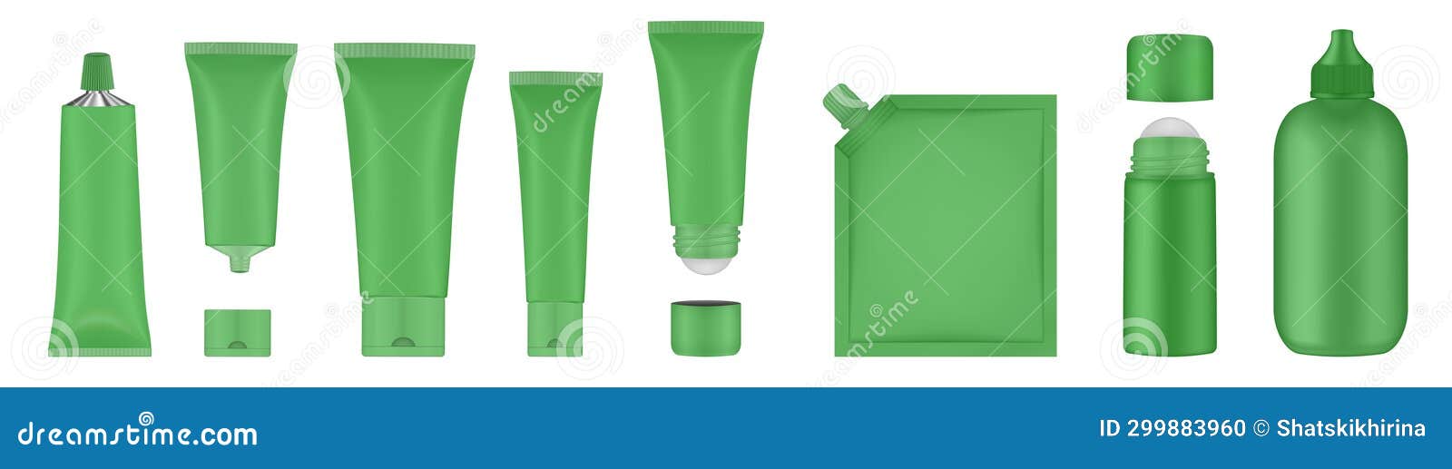 Set of Green Tubes and Bottles. Roller Ball Tube Stock Vector ...