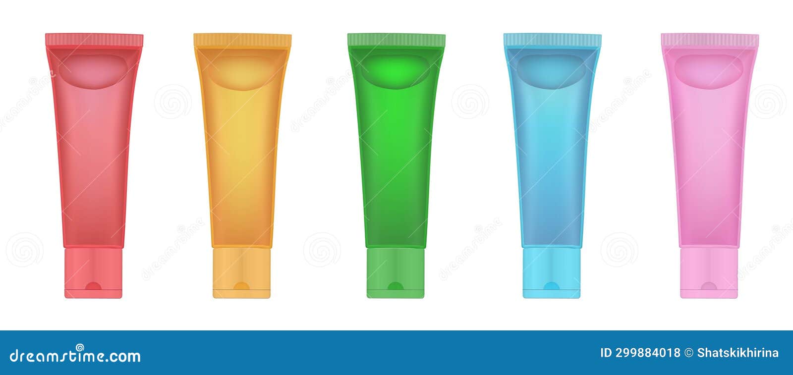 Set of Transparent Gel Tubes of Red, Blue, Green, Yellow, Pink and ...