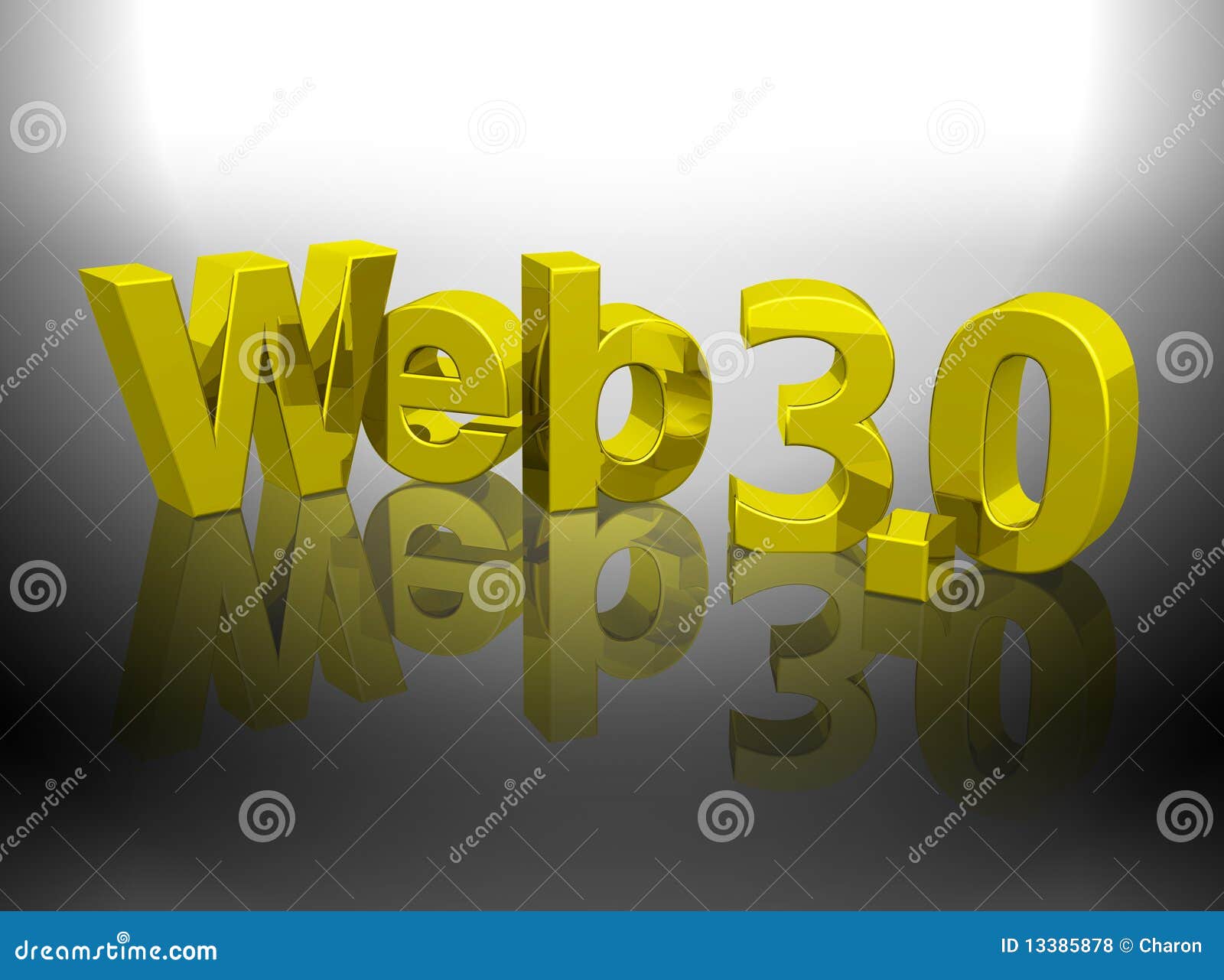 Web 3.0 3D gold shiny word stock illustration. Illustration of ...