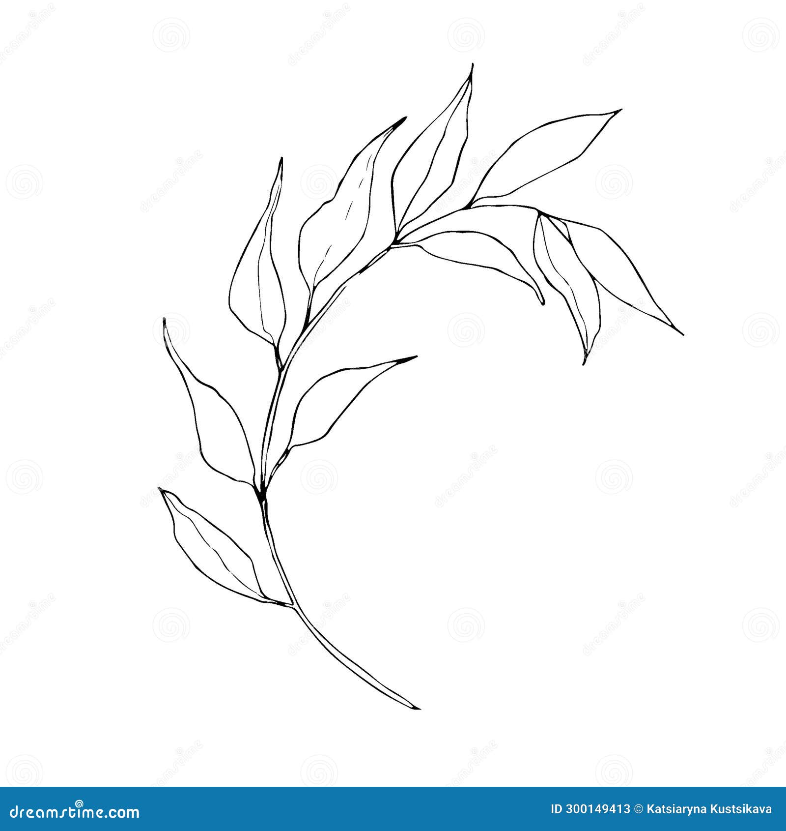 Tree Branch Drawn by Hand in Graphic Style Stock Vector - Illustration ...